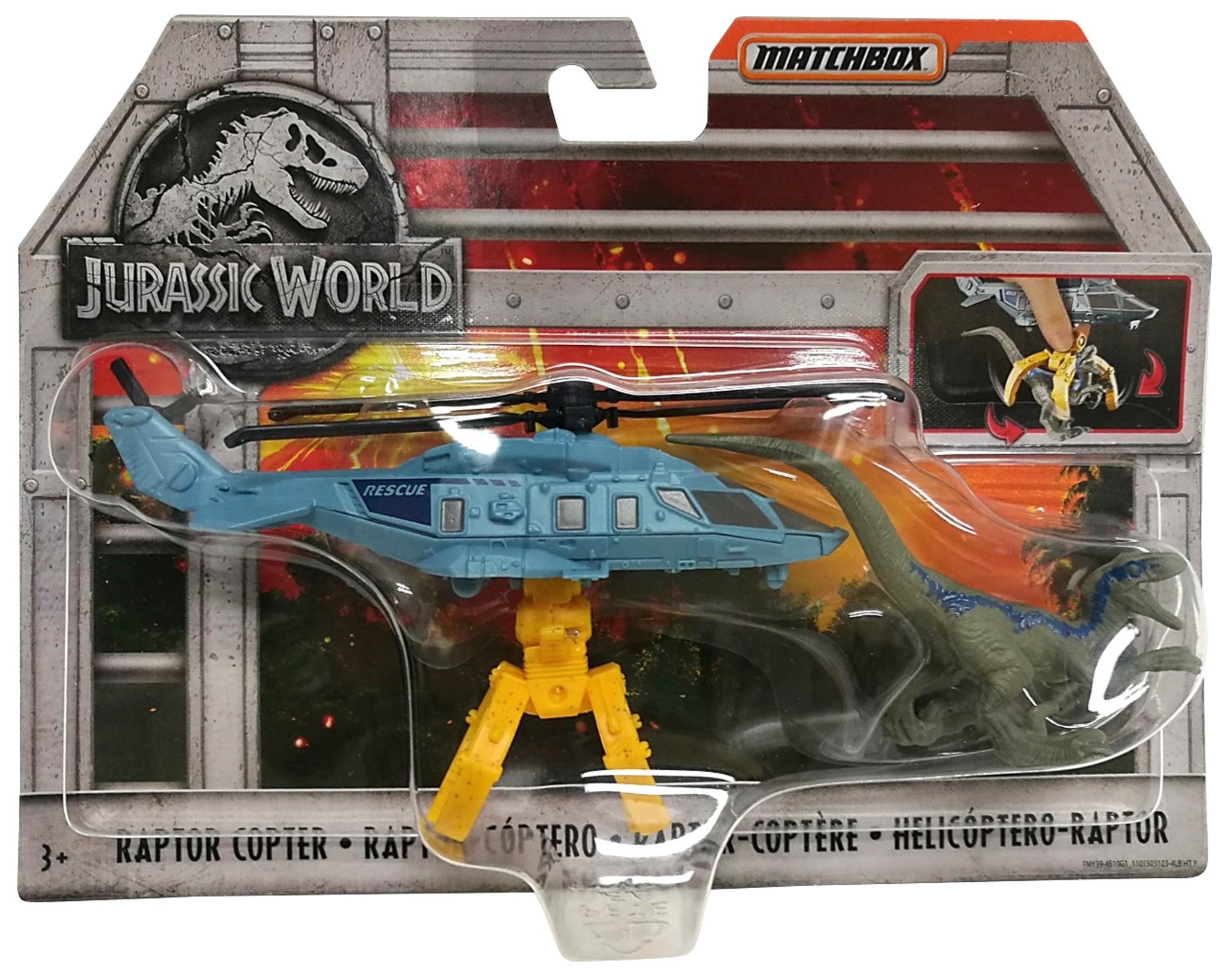 MATCHBOX JURASSIC WORLD DINO TRANSPORTERS Raptor Copter