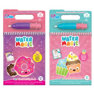 water magic (2pack - cupcake and donut) - patented gourmet scented reusable water reveal activity pads - no mess, all fun by scentco