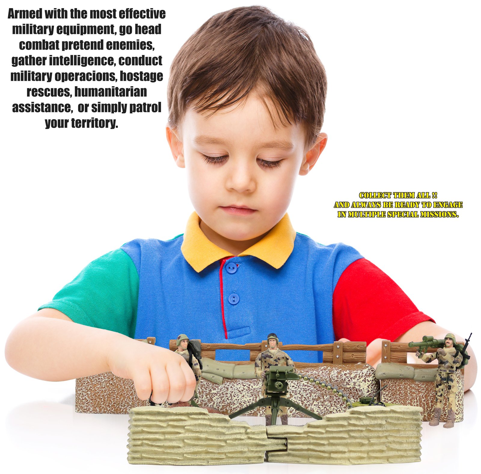 Click N' Play Military Toy Play Set | Trench Defense Unit Action Figures | 25 Pieces Army Men Toys for Boys | Military Toys for 3 Year Old Boys and Older