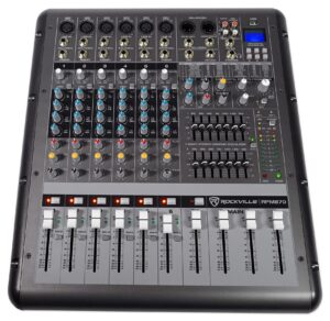 rockville rpm870 8 channel 6000w powered mixer w/usb, effects, 8 xdr2 mic pres