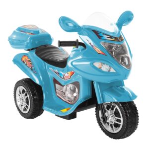 lil' rider electric motorcycle for kids ? 3-wheel trike - battery powered motorbike for kids ages 3-6 ? fun decals, reverse, and headlights (blue), (80-fl238d-b)