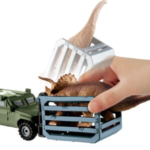 MATCHBOX JURASSIC WORLD DINO TRANSPORTERS TRICERA-TRACKER Vehicle and figure