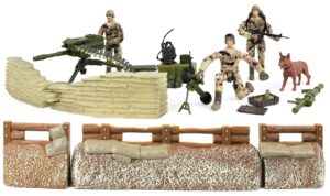 click n' play military toy play set | trench defense unit action figures | 25 pieces army men toys for boys | military toys for 3 year old boys and older