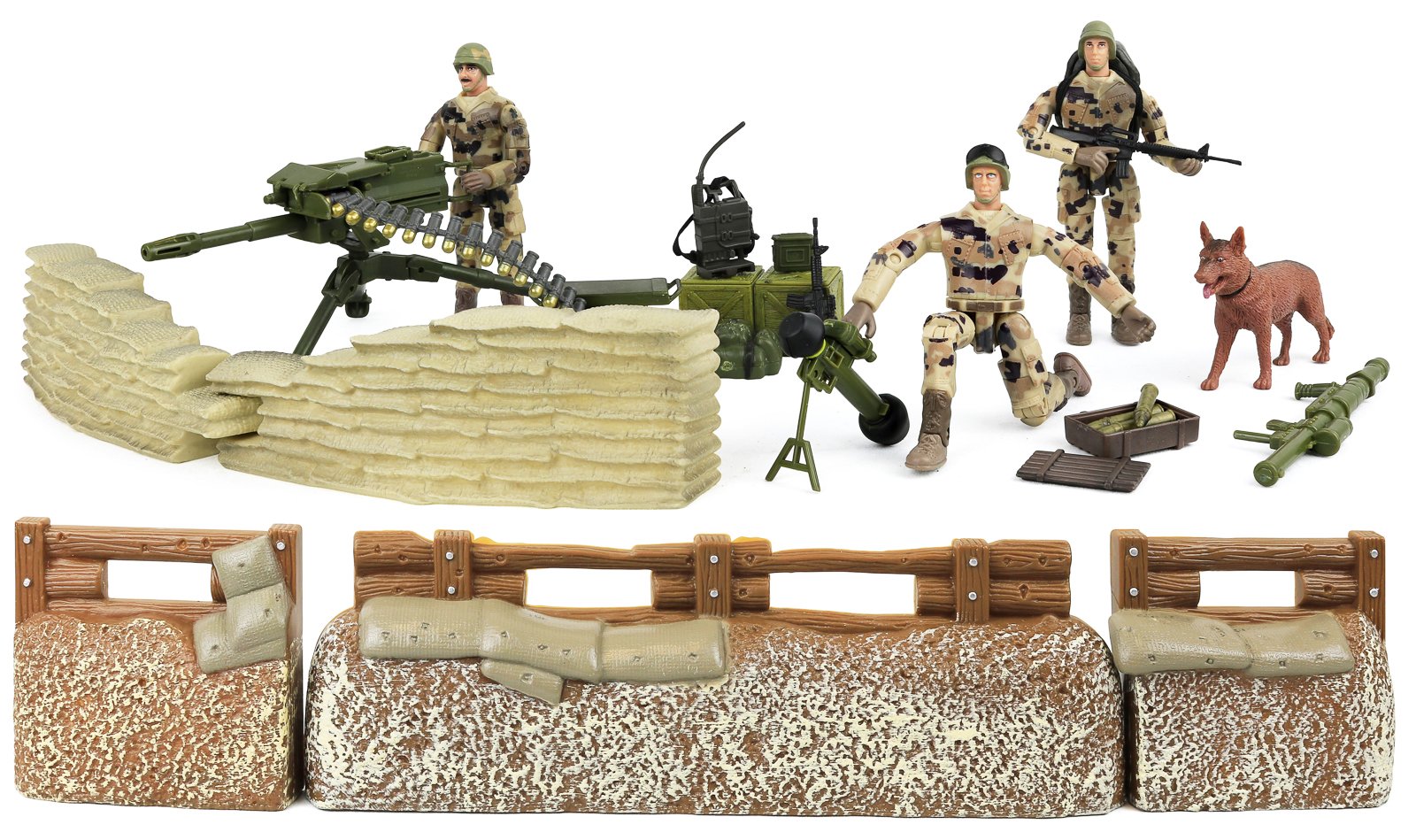 Click N' Play Military Toy Play Set | Trench Defense Unit Action Figures | 25 Pieces Army Men Toys for Boys | Military Toys for 3 Year Old Boys and Older