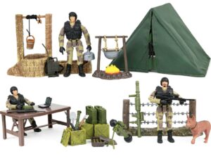 click n' play military campsite 35 piece play set with accessories.