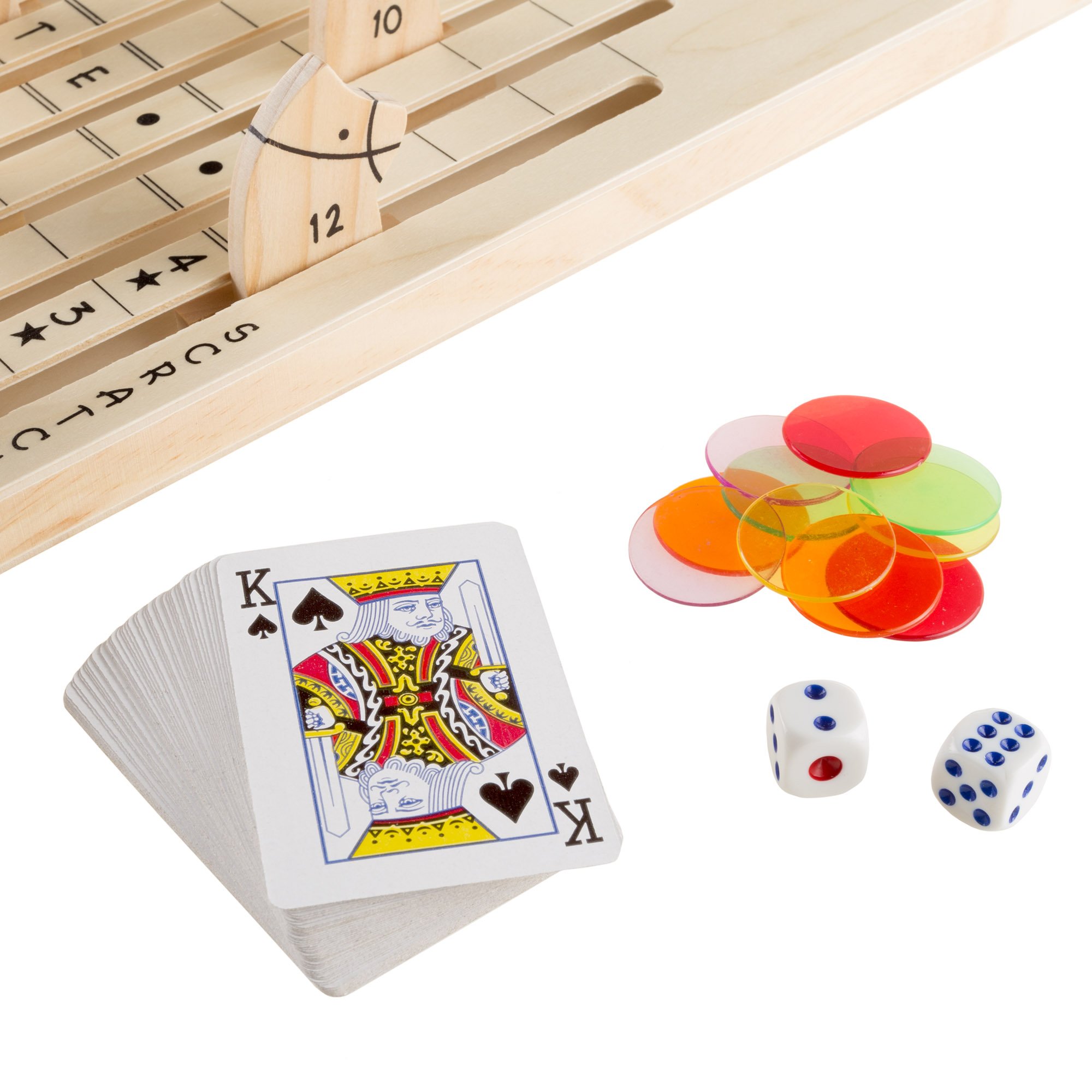 Hey! Play! Wooden Horse Race Game with Dice, Cards and Chips – Indoor and Outdoor Board Games for Adults, Kids, Boys and Girls Party Game (80-DDH)