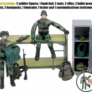 Click N' Play Military Life Living Quarters Bunk Bed - 14 Piece Army Toys Play Set with Accessories