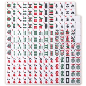 Yellow Mountain Imports American Mahjong Set, Koi Fish with Soft White Leatherette Case, Four Acrylic All-in-One Racks with Pushers, Wind Indicator, Dice, and Wright Patterson Count Scoring Coins