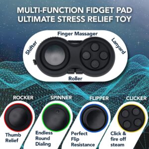 DUDDY-CAM™ Fidget Pad 8 Fun Features, Handheld Fidget Retro Controller Game Pad, Focus Toy, Anxiety Stress Relief Sensory for Children, Adults, ADD, ADHD & Skin Picker + Lanyard (Colorful)