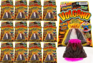 2chill kidz science erupting volcano toy (12 volcano toys). science kits lab experiment preschool learning like stem toy for kids. fun volcano beaker party favors birthday gifts easter basket.5429-12p