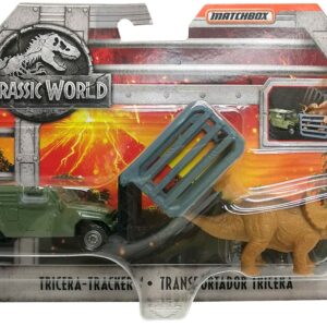 MATCHBOX JURASSIC WORLD DINO TRANSPORTERS TRICERA-TRACKER Vehicle and figure