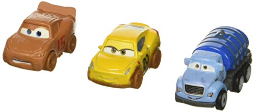 Disney Car Toys Mini Racers Vehicles, 3 Pack - Muddy Cruz, Muddy Lightning McQueen, Mr Drippy Exclusive