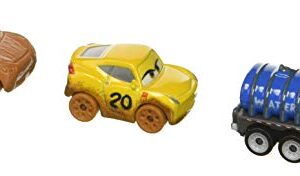 Disney Car Toys Mini Racers Vehicles, 3 Pack - Muddy Cruz, Muddy Lightning McQueen, Mr Drippy Exclusive