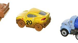 Disney Car Toys Mini Racers Vehicles, 3 Pack - Muddy Cruz, Muddy Lightning McQueen, Mr Drippy Exclusive