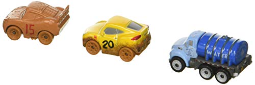 Disney Car Toys Mini Racers Vehicles, 3 Pack - Muddy Cruz, Muddy Lightning McQueen, Mr Drippy Exclusive