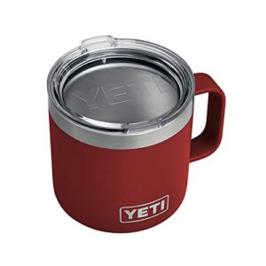 yeti rambler 14 oz stainless steel vacuum insulated mug with lid, brick red