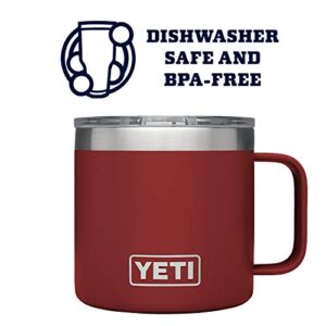 YETI Rambler 14 oz Stainless Steel Vacuum Insulated Mug with Lid, Brick Red