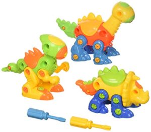 dimple dinosaur take apart stem toy set for kids (106 pieces) pack of 3 educational construction engineering building playset, build your own dino toys, for boys girls toddlers