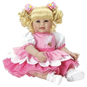 adora toddler time collection 20" realistic weighted baby doll with handmade pink and white layered petal party dress, blue eyes and fresh baby powder scent, birthday gift for ages 6+ - ice cream