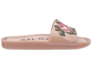 melissa - womens beach slide flower sandal, size: 6 m us, color: pink green