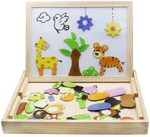 wooden toys magnetic puzzles kids wooden games 109 pieces double side education learning toys for children