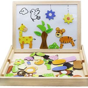 Wooden Toys Magnetic Puzzles Kids Wooden Games 109 Pieces Double Side Education Learning Toys for Children