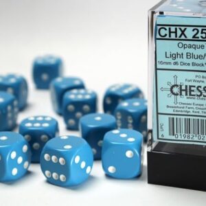 Chessex DND Dice Set-Chessex D&D Dice-16mm Opaque Light Blue and White Plastic Polyhedral Dice Set-Dungeons and Dragons Dice ludes 12 Dice – D6, Various (CHX25616)