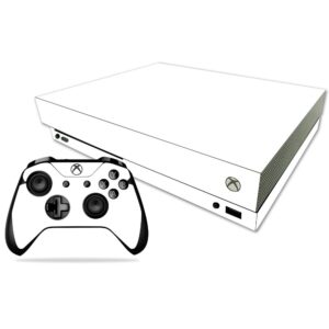 mightyskins skin compatible with microsoft xbox one x - solid white | protective, durable, and unique vinyl decal wrap cover | easy to apply, remove, and change styles | made in the usa