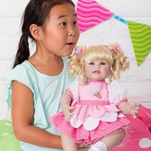 Adora Toddler Time Collection 20" Realistic Weighted Baby Doll with Handmade Pink and White Layered Petal Party Dress, Blue Eyes and Fresh Baby Powder Scent, Birthday Gift For Ages 6+ - Ice Cream