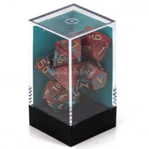 Chessex CHX26462 Dice-Gemini Red-Teal/Gold Set, Large (18mm - 25mm)