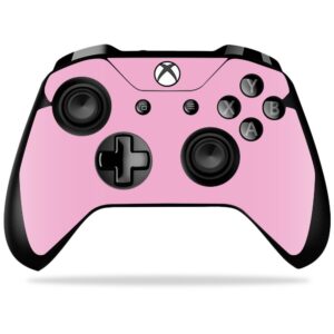 mightyskins skin compatible with microsoft xbox one x controller - solid pink | protective, durable, and unique vinyl decal wrap cover | easy to apply, remove, and change styles | made in the usa