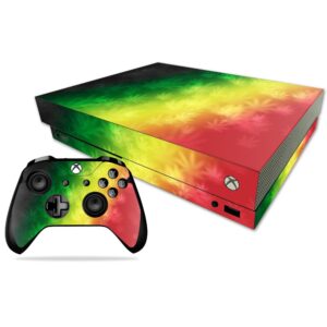 mightyskins skin compatible with microsoft xbox one x - rasta rainbow | protective, durable, and unique vinyl decal wrap cover | easy to apply, remove, and change styles | made in the usa