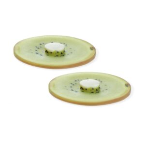 charles viancin - set of 2 kiwi 4” silicone drink covers - airtight seal on any smooth-rimmed glass, keep drinks cool or hot, protect from winged pests - bpa-free - oven, freezer, dishwasher safe