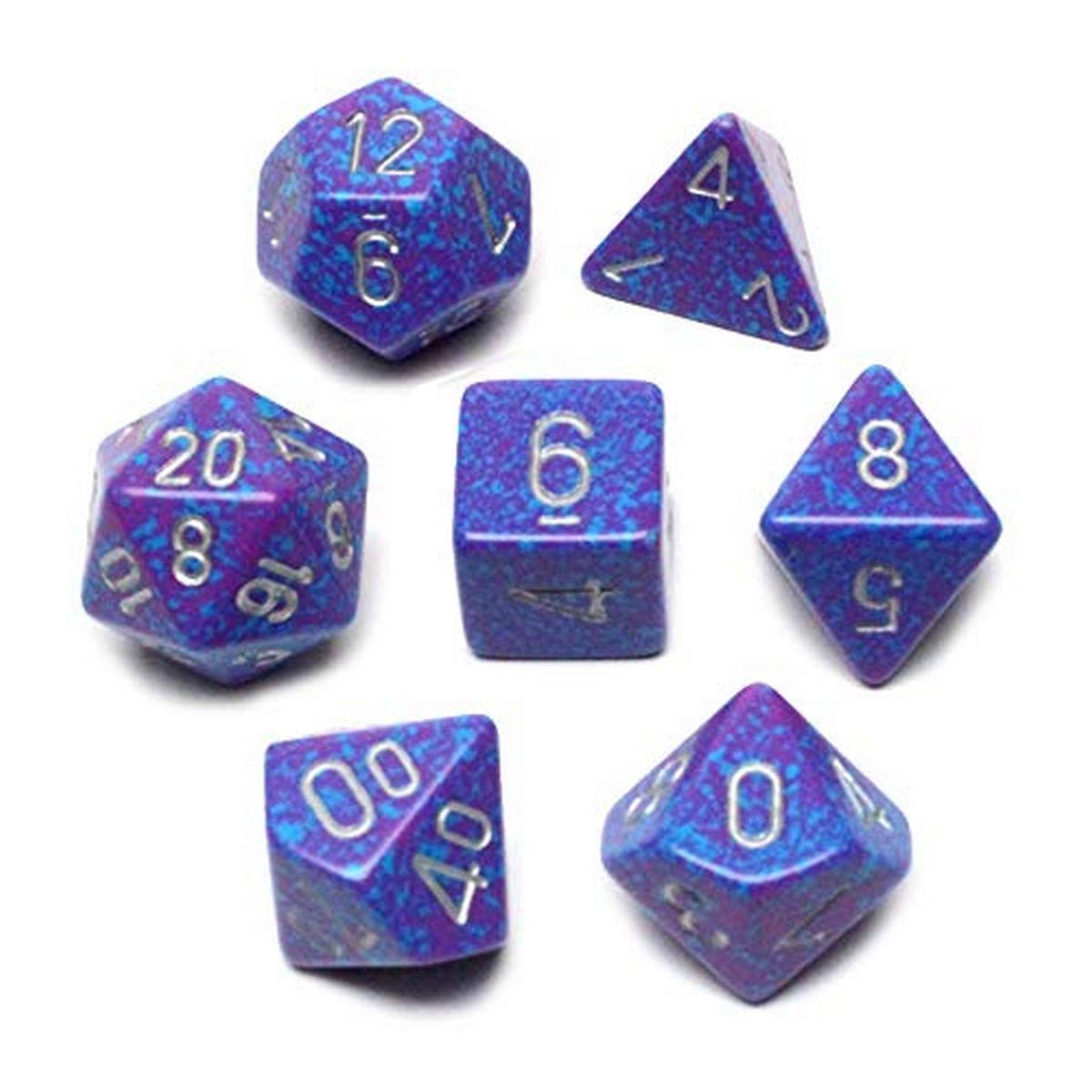 Chessex CHX25347 Dice-Speckled Silver Tetra Set