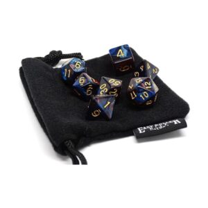 royal swirl polyhedral dice set | 7 piece matching set | pristine edition | free carrying bag | hand checked quality