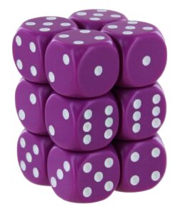 chessex dnd dice set d&d dice-16mm opaque light purple and white plastic polyhedral dice set-dungeons and dragons dice includes 12 dice – d6, various (chx25627)