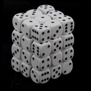 chessex chx25801 dice-opaque: 36d6 white/black set, small (10mm - 14mm)