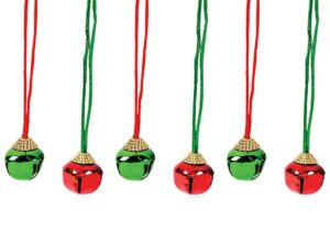 charmed by dragons christmas chanukah holiday jingle bell necklace lot of 6 (red/green)