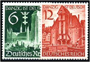 ultra historic nazi stamps issued upon fall of danzig! danzig is german! perfect condition!