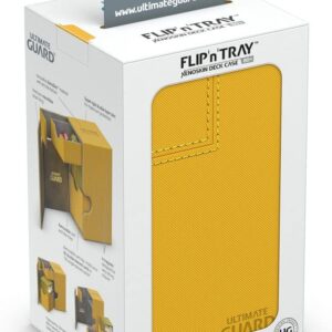 Ultimate Guard Flip 'n' Tray 80+, Deck Case for 80 Double-Sleeved TCG Cards +Dice Tray, Yellow, Independent Magnetic Closure & Microfiber Inner Lining