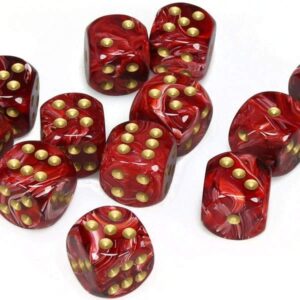 Chessex DND Dice Set D&D Dice-16mm Vortex Burgundy and Gold Plastic Polyhedral Dice Set-Dungeons and Dragons Dice Includes 12 Dice – D6 (CHX27634)