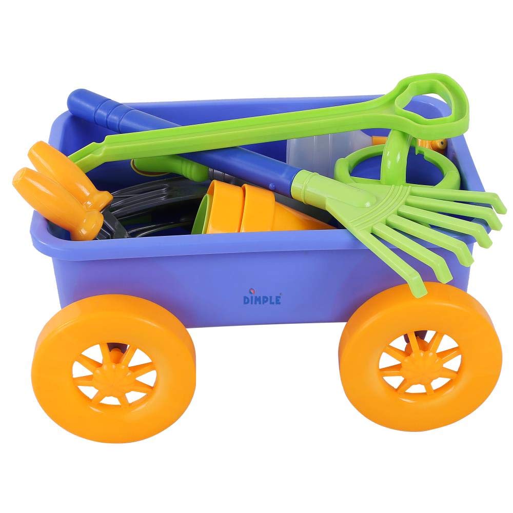 Dimple Garden Wagon & Tools Toy Set Premium 15 Pcs Kids Gardening Tools & Wagon Toy Set - Sturdy & Durable - Top Yd, Beach, Sand, Garden Toy - Great for Kids & Toddlers (Garden Toy Set) Green (Single)