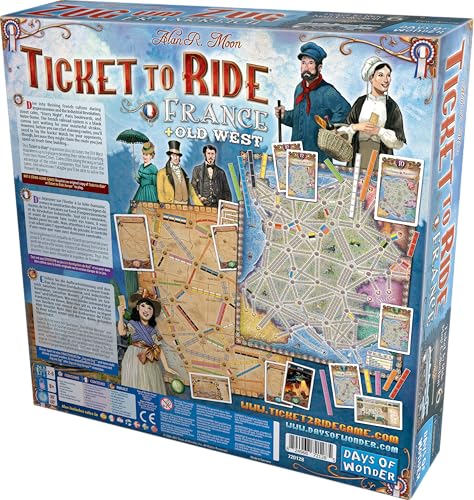 Ticket to Ride France + Old West Board Game EXPANSION - Train Route Strategy Game, Fun Family Game for Kids & Adults, Ages 8+, 2-6 Players, 30-60 Minute Playtime, Made by Days of Wonder