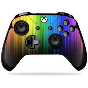 mightyskins skin compatible with microsoft xbox one x controller - rainbow streaks | protective, durable, and unique vinyl wrap cover | easy to apply, remove, and change styles | made in the usa