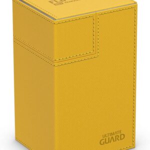 Ultimate Guard Flip 'n' Tray 80+, Deck Case for 80 Double-Sleeved TCG Cards +Dice Tray, Yellow, Independent Magnetic Closure & Microfiber Inner Lining