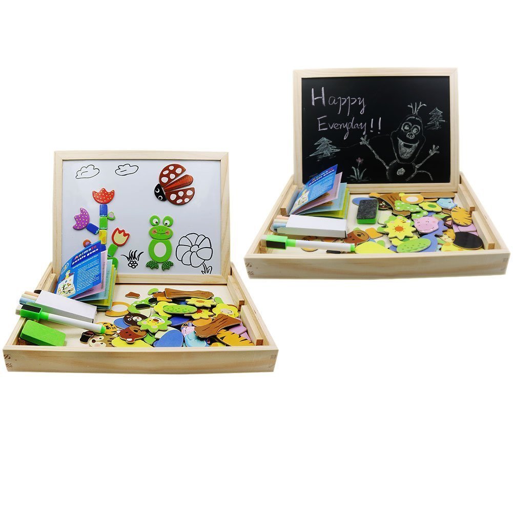 Wooden Toys Magnetic Puzzles Kids Wooden Games 109 Pieces Double Side Education Learning Toys for Children