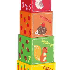 Fat Brain Toys Woodland Friends Stacking Cubes - Fine Motor & Number Learning, 12 mos+