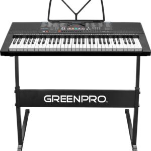 GreenPro 61 Key Portable Electronic Piano Keyboard, LED Display with Adjustable Stand and Music Note Holder, 3 Teaching Modes, Electronic Musical Instruments Starter Set for Kids and Adults