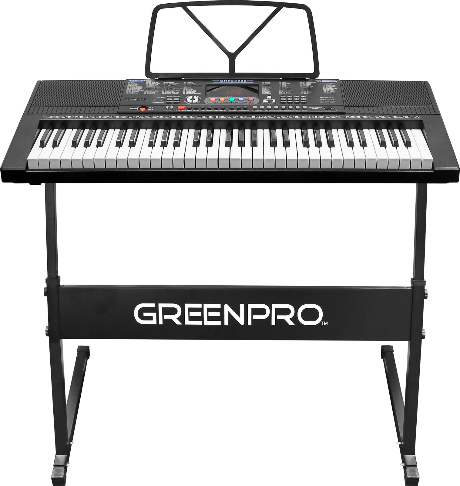 GreenPro 61 Key Portable Electronic Piano Keyboard, LED Display with Adjustable Stand and Music Note Holder, 3 Teaching Modes, Electronic Musical Instruments Starter Set for Kids and Adults