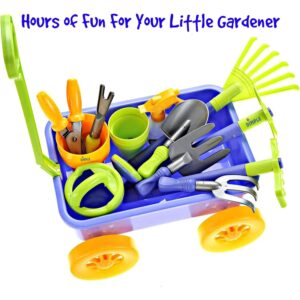 Dimple Garden Wagon & Tools Toy Set Premium 15 Pcs Kids Gardening Tools & Wagon Toy Set - Sturdy & Durable - Top Yd, Beach, Sand, Garden Toy - Great for Kids & Toddlers (Garden Toy Set) Green (Single)